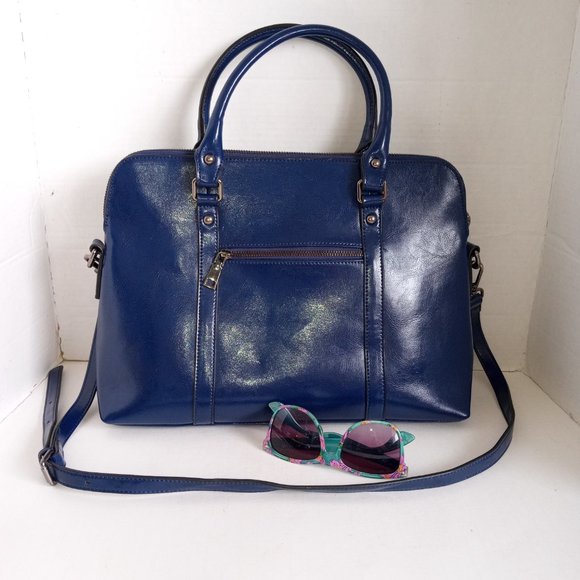 S-Zone | Bags | Szone Computer Bag Navy Leather Convertible Tophandle ...